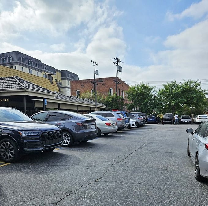 The packed parking lot tells the story better than any review—when locals consistently surrender their precious parking karma, you know it's worth it.