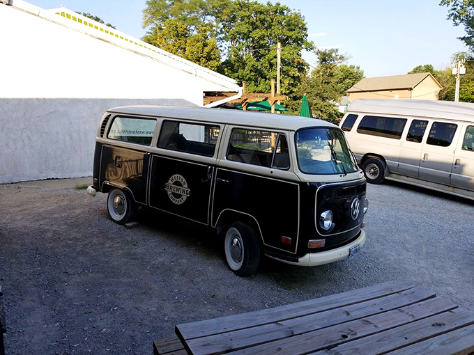 Even the transportation has character! This vintage VW bus doesn't just move people—it moves them back to a time when style mattered.