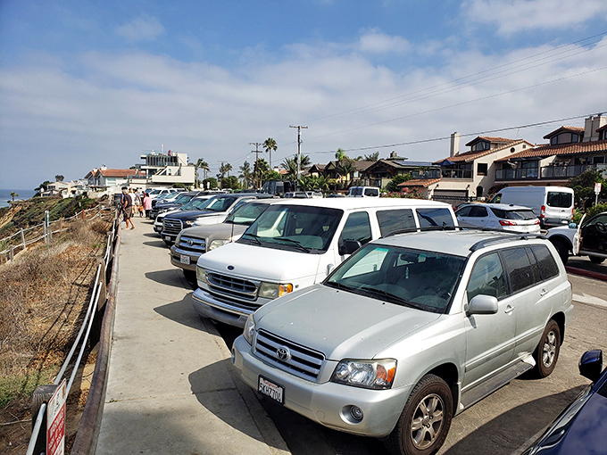 The parking lot might be small, but that's nature's way of keeping the beach exclusive—like a velvet rope made of limited asphalt.