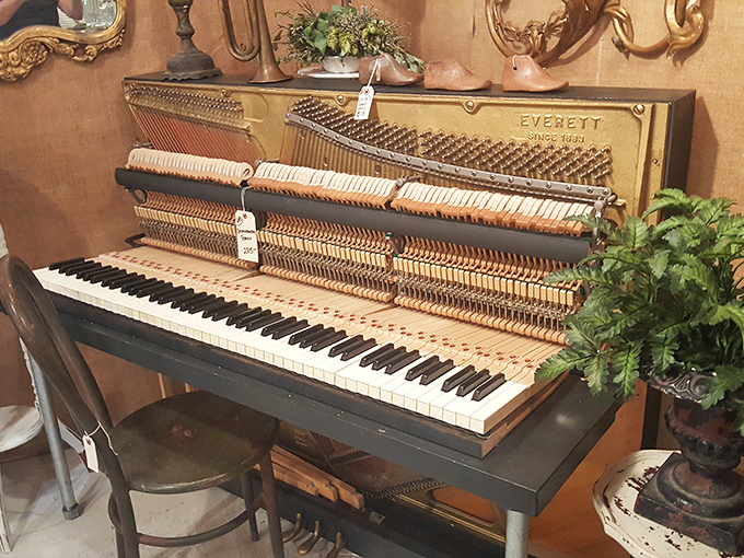 This deconstructed Everett piano reveals the beautiful complexity inside every note—a musical sculpture that's both art piece and conversation starter.