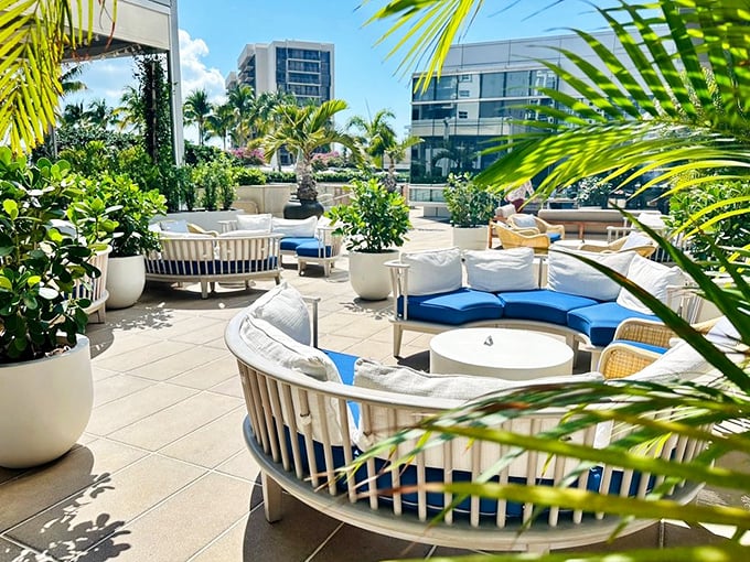 Rooftop lounging where Miami's skyline becomes your personal backdrop for sophisticated relaxation and conversation.