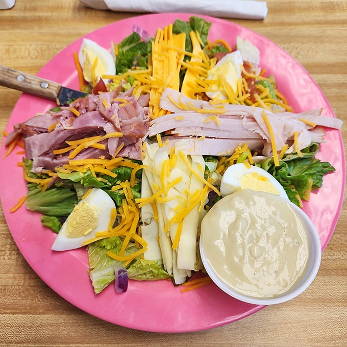 A chef's salad that actually satisfies! Vibrant, colorful, and generous—proof that "eating light" doesn't have to mean leaving hungry.