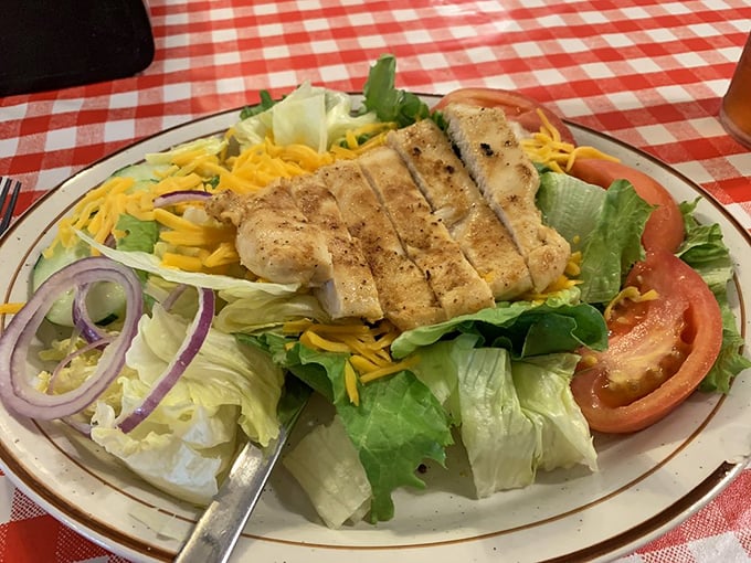 Fresh, crisp salads prove that even classic diners know how to balance indulgence with lighter fare options.