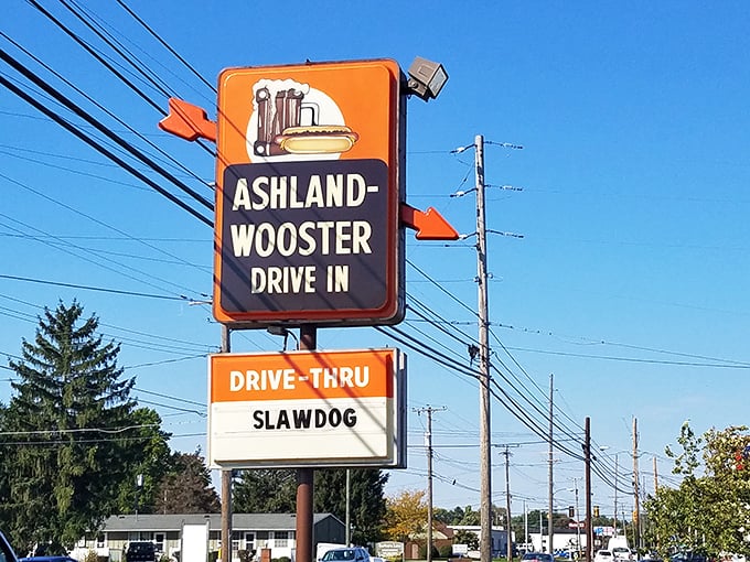 The sign stands like a beacon of hope for hungry travelers—promising simple pleasures in an increasingly complicated world.