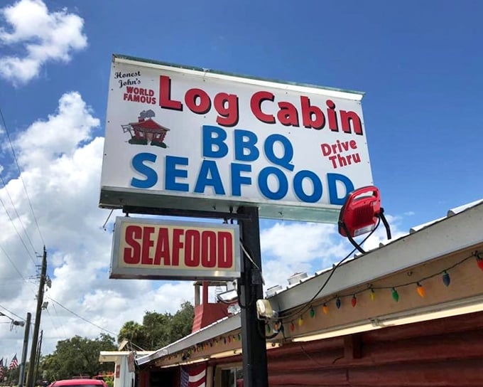 That bold roadside sign isn't just advertising – it's a beacon calling barbecue pilgrims from across the Sunshine State.