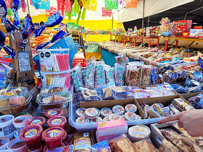 A candy-colored landscape of Mexican treats that would make Willy Wonka jealous. Sweet temptation as far as the eye can see.