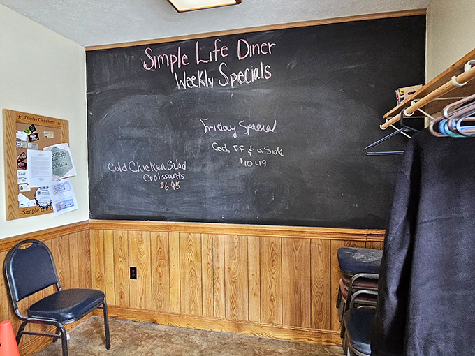 The specials board – where daily inspiration meets Midwestern practicality, and Friday's fish fry tradition lives on in chalk-written glory.