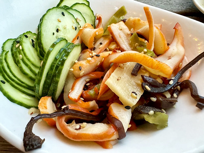 This isn't just squid salad – it's an edible work of art that makes vegetables exciting even to committed carnivores.