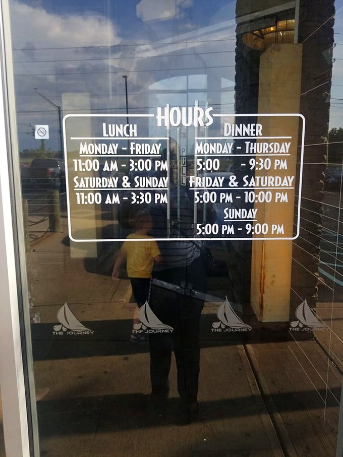 Operating hours posted clearly—because knowing when you can get your next crab leg fix is essential information for serious buffet enthusiasts.