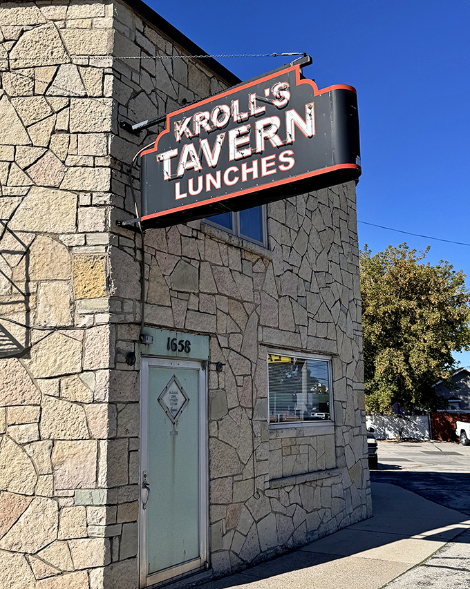The vintage "Kroll's Tavern Lunches" sign promises exactly what it delivers—no gimmicks, no pretense, just good food and drink in classic Wisconsin style.