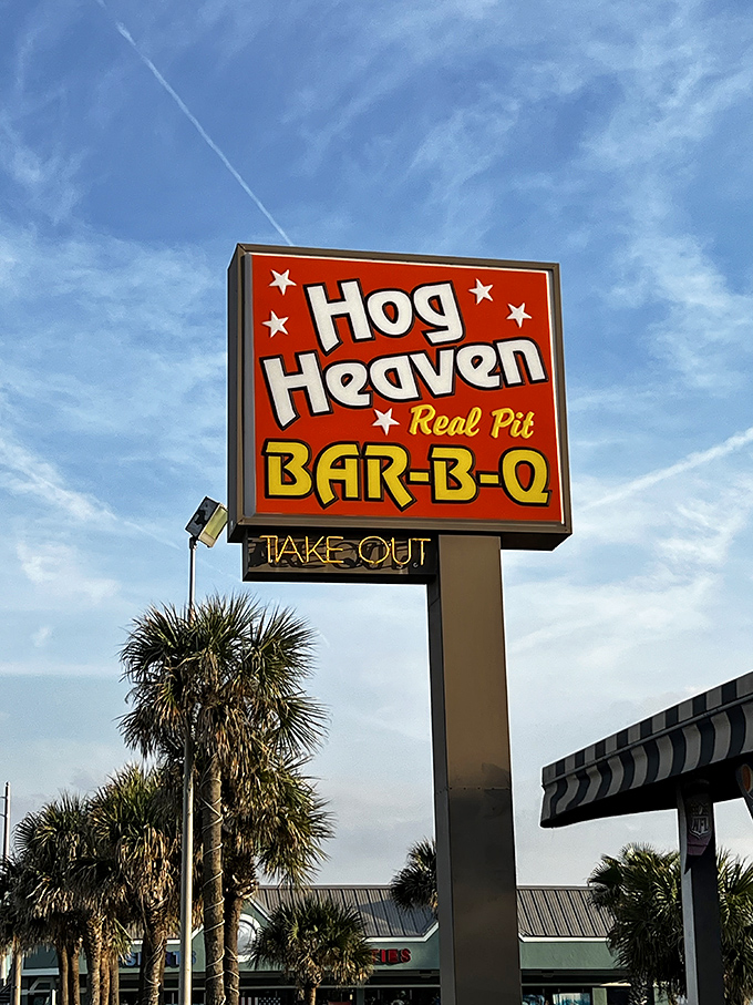 The sign doesn't just advertise—it makes a bold proclamation: "Real Pit Bar-B-Q" isn't just what they serve, it's their religion.