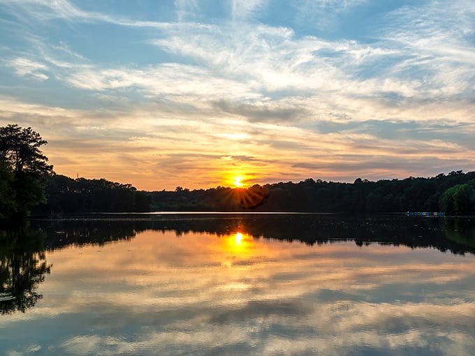 Sunset alchemy transforms Killens Pond into a painter's dream—where sky meets water in a display that makes even smartphone cameras look professional.