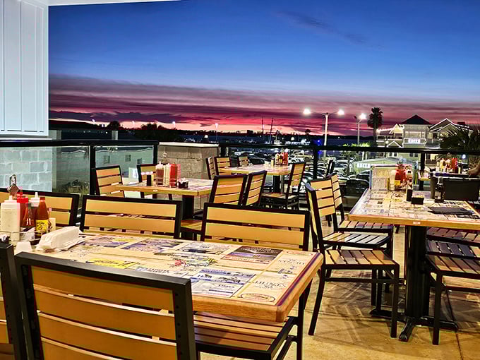 Sunset dining on the terrace isn't just a meal—it's dinner theater where Mother Nature provides the most spectacular backdrop in town.