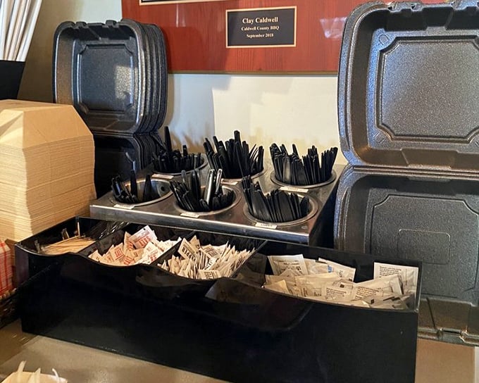 The to-go station—civilization's greatest achievement. When you can't stay but can't bear to leave empty-handed, they've thought of everything.