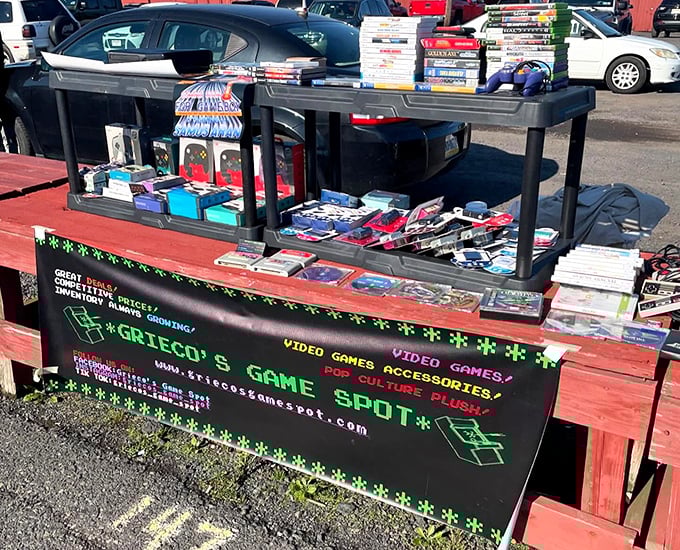 Video game nostalgia by the boxful. One generation's childhood obsession becomes another's vintage collectible – the circle of retail life in action.