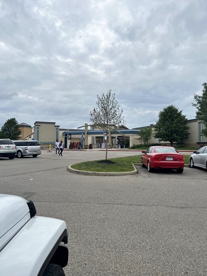 The expansive parking lot—first checkpoint in your shopping adventure and later, the challenge of remembering where you parked among fellow bargain hunters.