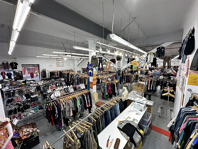 The bird's-eye view reveals an organized chaos of fashion possibilities – like a treasure map where X marks every spot.