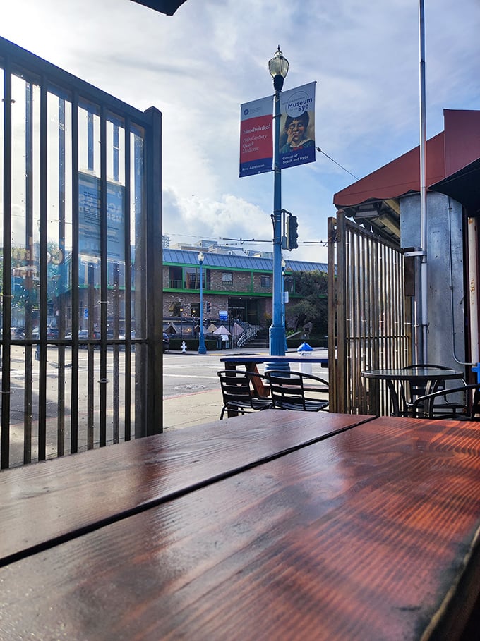 A glimpse of Fisherman's Wharf from your table—the perfect backdrop for enjoying seafood just steps from where fishing boats dock.