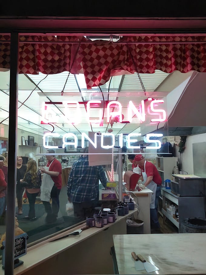 The neon sign beckons like a lighthouse guiding sugar-starved ships safely to harbor.