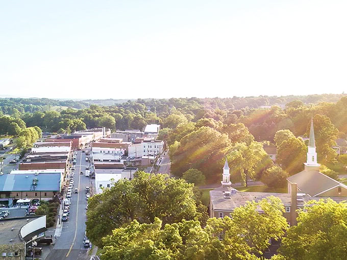From above, Elkin reveals its perfect balance of nature and nurture—tree canopy embracing historic architecture in a landscape that refreshes the soul.