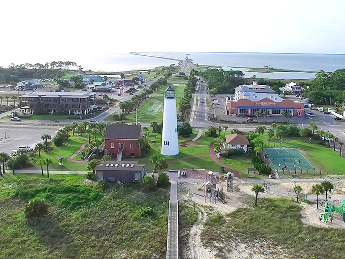 From above, St. George Island reveals its perfect simplicity—a slender paradise connected to the mainland by a bridge that might as well be a time machine.