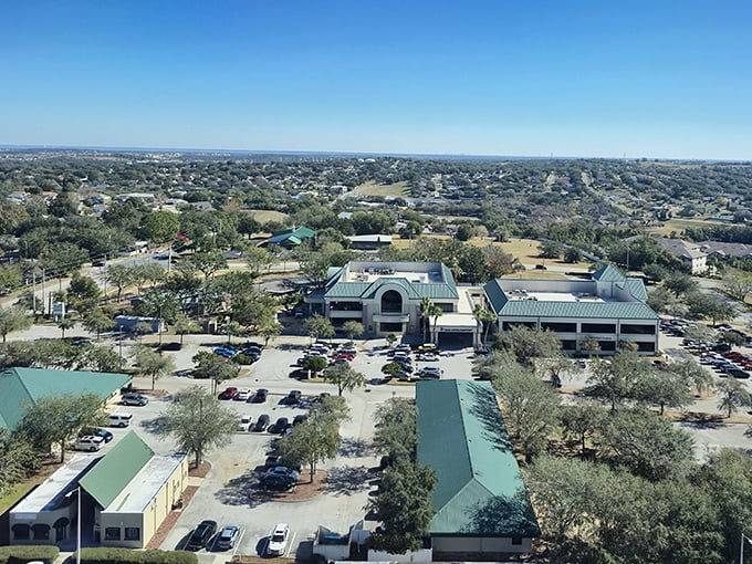 From above, Clermont reveals its true character—a thoughtfully designed town nestled among green spaces, proving Florida isn't all theme parks and beach umbrellas.