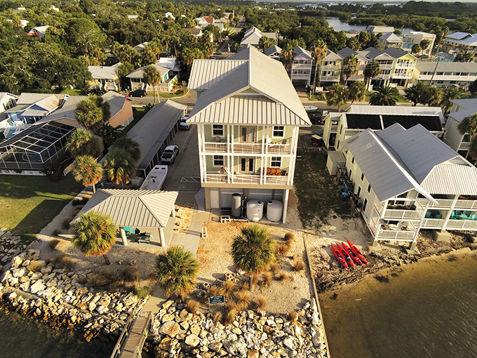From above, Cedar Key reveals its perfect balance of civilization and nature—coastal living as it was meant to be.