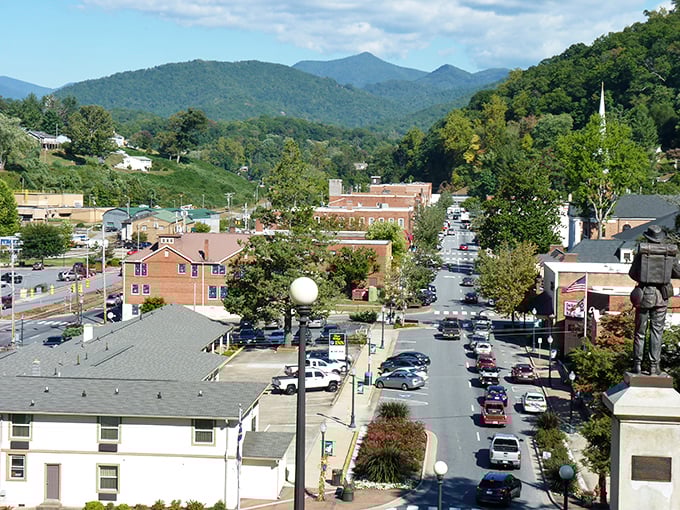 From above, Sylva reveals its perfect nestling place among the mountains—a small town with a big heart and spectacular views.