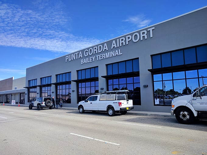 Punta Gorda Airport keeps it refreshingly simple—no mile-long terminals or $24 hamburgers, just civilized air travel the way it was before everyone started wearing pajamas on planes.