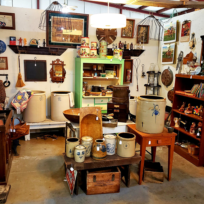 Stoneware heaven! These salt-glazed crocks and jugs once preserved everything from pickles to moonshine—now they preserve a slice of American history.