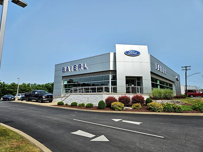 Even Zelienople's Ford dealership maintains a certain small-town dignity—proving that commerce and community aren't mutually exclusive concepts.