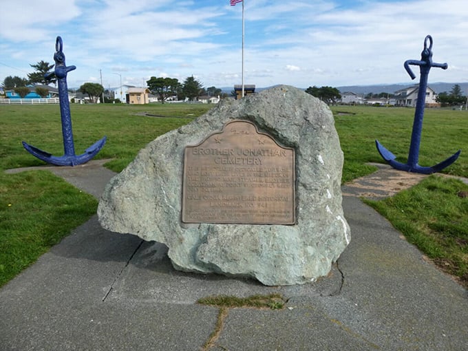 The Brother Jonathan Memorial – a maritime history lesson without maritime housing costs. Anchors away from financial worries.
