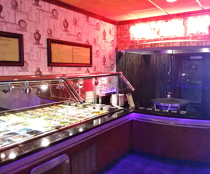 Where culinary dreams come true – gleaming buffet stations await your exploration like an adult version of a candy store.