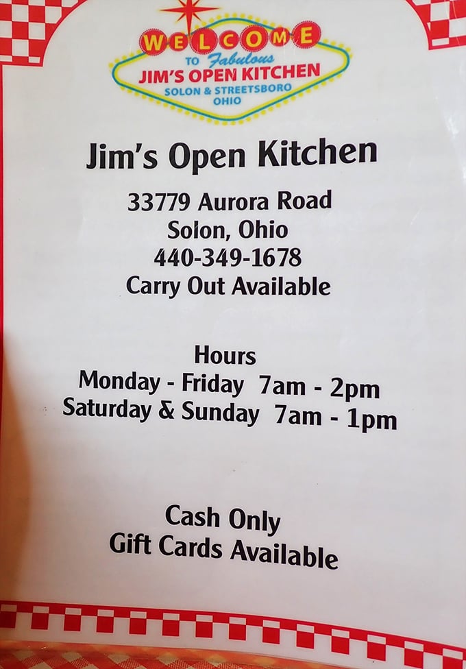 Operating hours reveal this breakfast paradise closes early – another reason to start your day here.