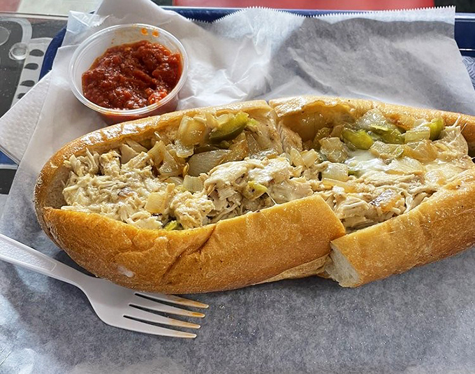 The chicken Philly—proof that sometimes the understudy deserves just as much applause as the headliner, especially with those sautéed onions and peppers.