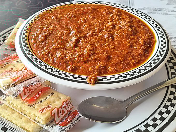 A bowl of chili that doesn't mess around—hearty, spicy, and substantial enough to qualify as its own food group.