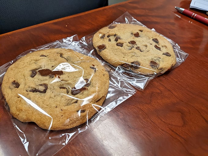 Chocolate chip cookies the size of small planets—the perfect sweet finale that answers the age-old question: "Is there room for dessert?" (Yes.)
