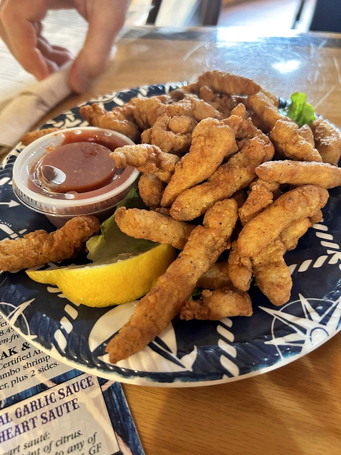 Clam strips that would make Neptune himself jealous. Lightly breaded, perfectly fried, and impossible to stop eating once you start.