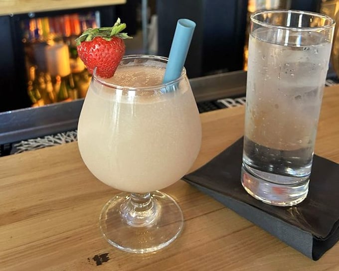 A strawberry cocktail so pretty it deserves its own Instagram account—dessert and happy hour having a beautiful collision.