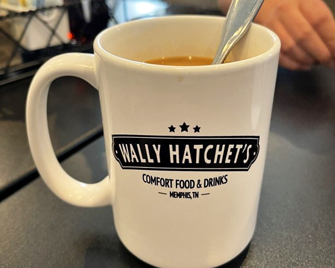 That first sip of coffee from a Wally Hatchet's mug—the official starting gun for a day that just got significantly better.