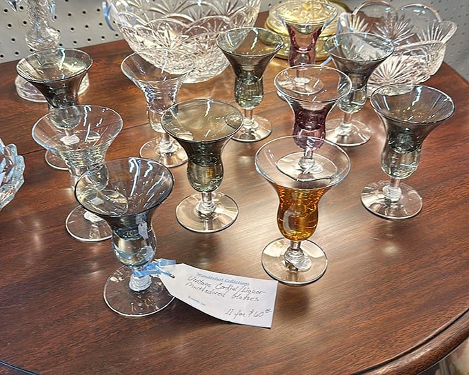 Delicate cordial glasses in jewel tones that make even a sip of water feel fancy—imagine serving actual cordials in these beauties at your next dinner party!