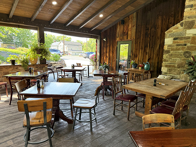 The covered patio—where fresh air meets fresh food. Nature and nurture in perfect harmony, with comfortable seating as a bonus.