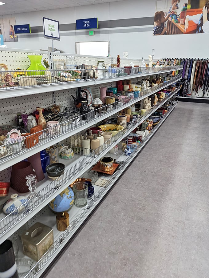 The home decor aisle: where someone else's "what was I thinking?" becomes your conversation piece. One person's tchotchke is another's treasure.