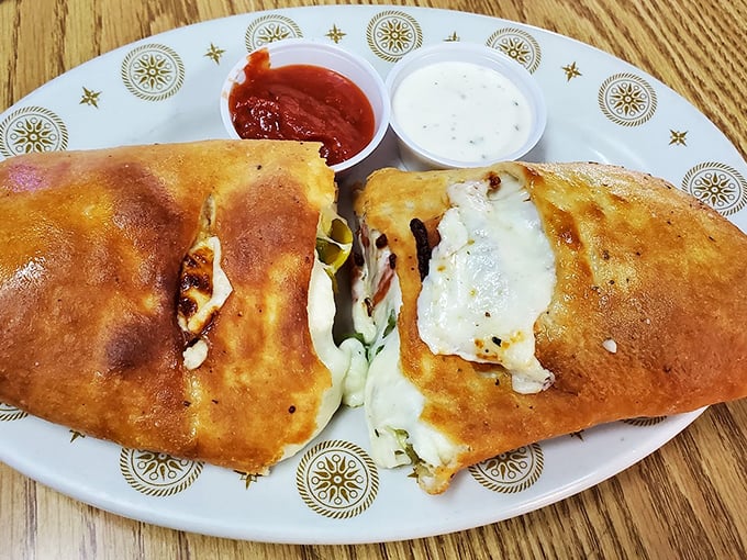 That Stromboli looks like it could feed a small village, or one very happy person with leftovers for days.