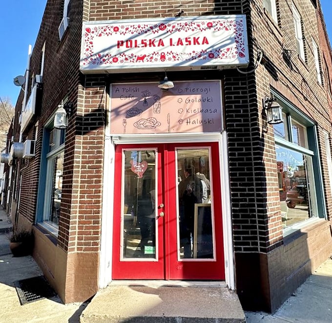Those red doors aren't just an entrance to a restaurant—they're a portal to Poland, no passport required. Just bring your appetite and stretchy waistband.