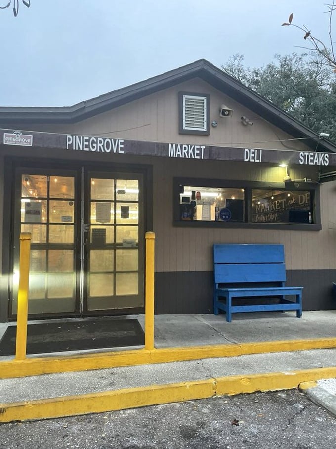 The blue bench outside might be the most optimistic seat in Jacksonville—a place to rest while anticipating the delicious rewards that await inside.