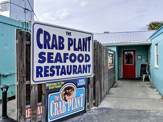 The sign promises seafood; the weathered wood exterior promises authenticity. Together, they're an invitation to one of Florida's most honest culinary experiences.