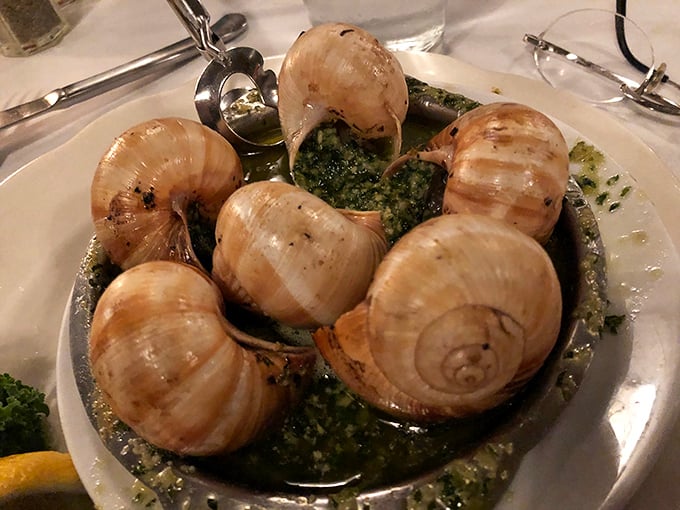 Escargot that would make a Frenchman weep with joy—buttery, garlicky little morsels of heaven that are worth conquering any culinary fears.