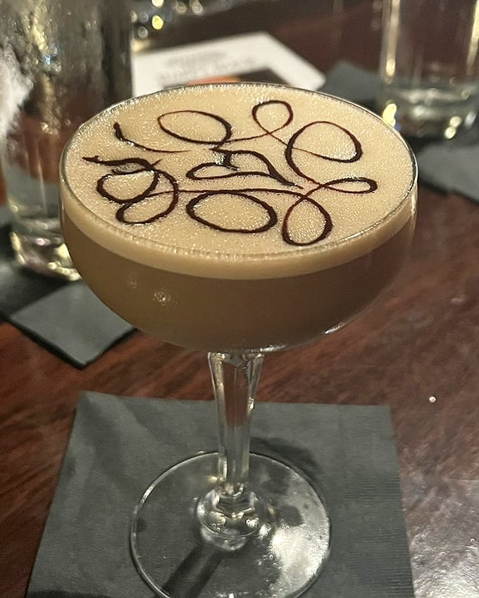 An espresso martini with artistic flair – because sometimes you need your caffeine and your cocktail to join forces in delicious harmony.