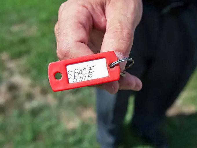 "Space Ship" – the most appropriate key tag ever created. Sometimes the simplest labels are the most accurate for truly extraordinary places.